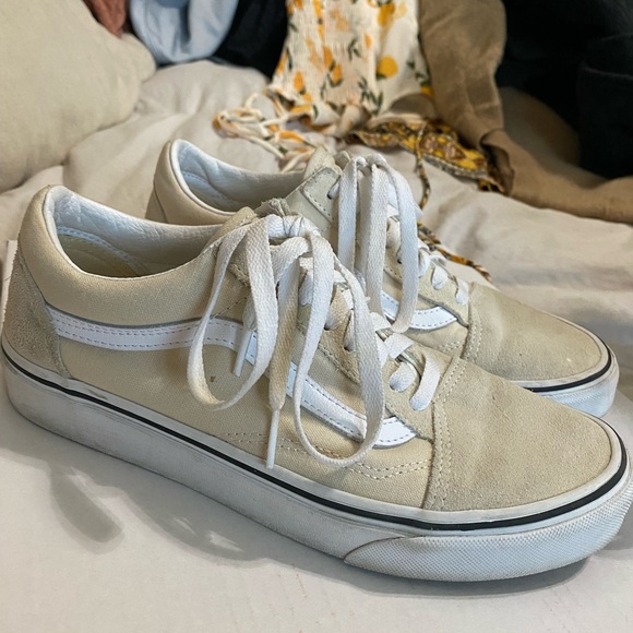 Vans | Shoes | Vans Cream And White Womens Sneakers | Poshmark